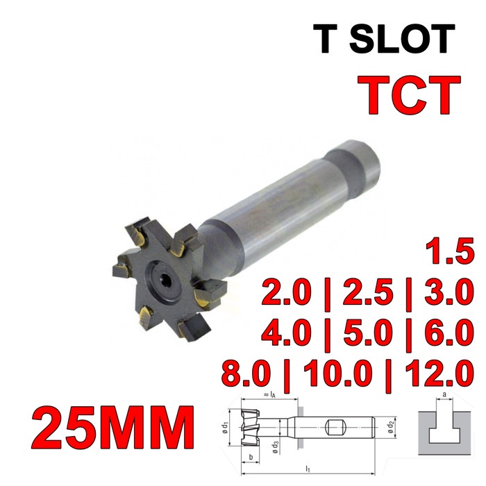 Jual T SLOT 25 TCT Cutter T 25 mm Slotting TSlot Milling T-Type ...