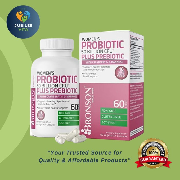 Jual BRONSON WOMEN'S PROBIOTIC 50 BIL CFU W/ PREBIOTIC & CRANBERRY,60 CAPS | Shopee Indonesia