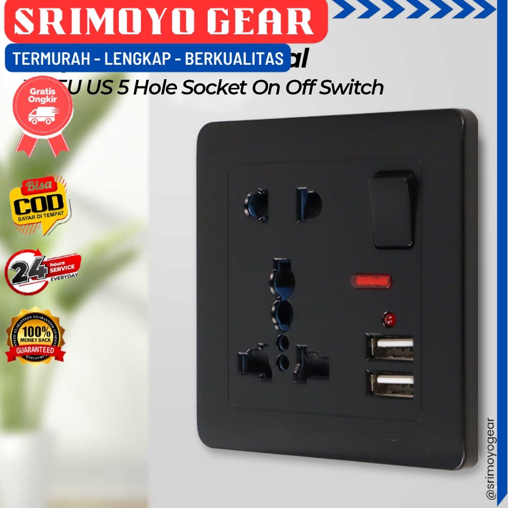 Jual Stop Kontak Universal UK EU US 5 On Off Switch - Colokan Listrik ...