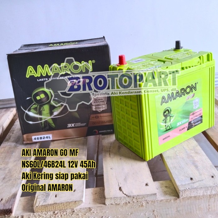 Jual Aki Mobil Kering AMARON GO NS60L 46B24L Accu MF 12v 45Ah | Shopee Indonesia