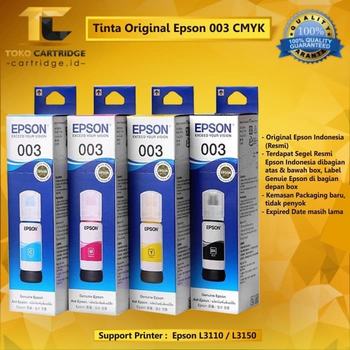 Jual Tinta Epson 003 Original refill Ink Printer L3116 L3156 L3256 ...