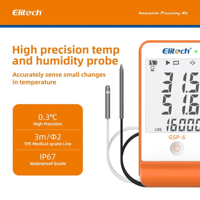 Jual GSP-6 ELITECH Temperature & Humidity Data Logger GSP6 ( Sertifikat ...