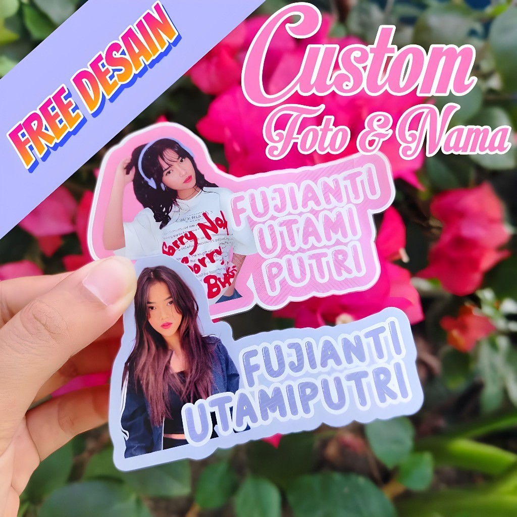 Jual STIKER CUSTOM NAMA DAN FOTO FREE DESAIN WATERPROOF | Shopee Indonesia
