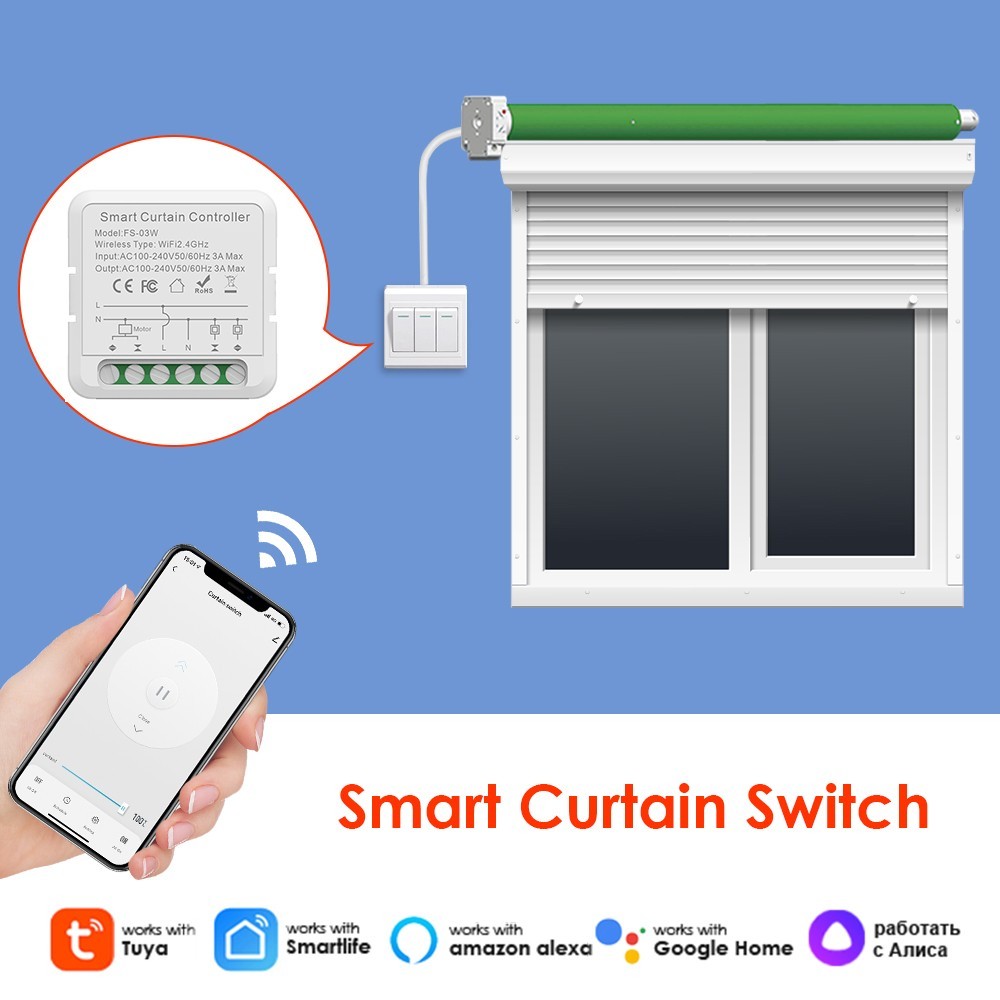 Jual Tuya WiFi Smart Life Smart Curtain Switch For Roller Shutter Blind ...