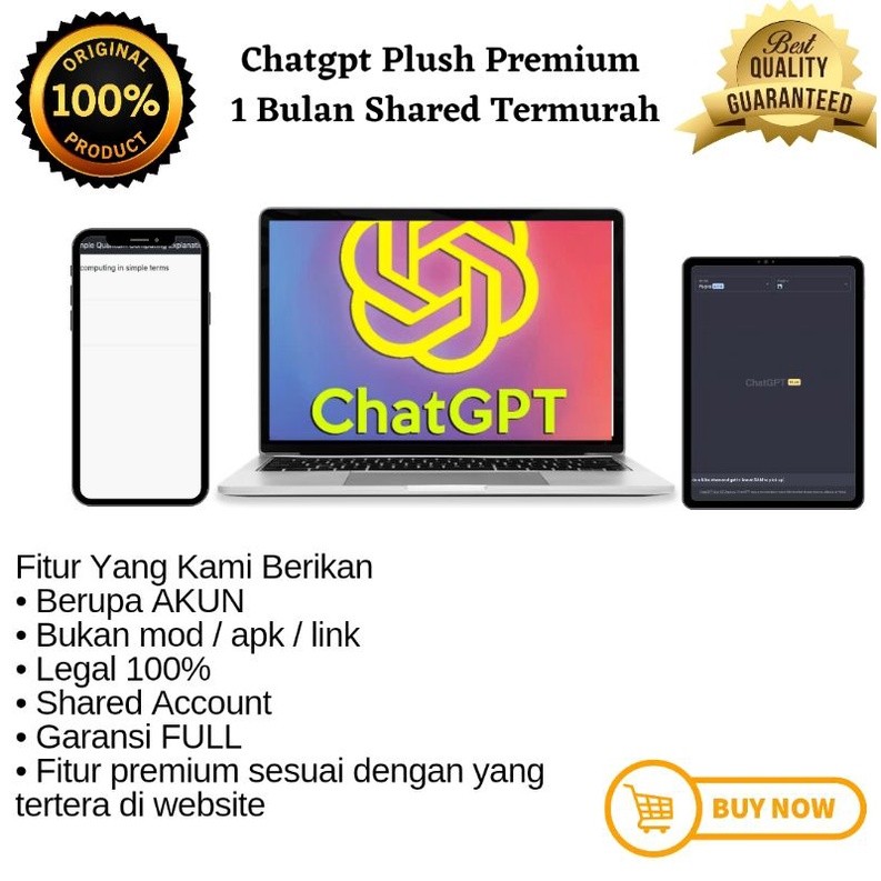 Jual Chatgpt Plush Premium 1 Bulan Bergaransi Private | Shopee Indonesia