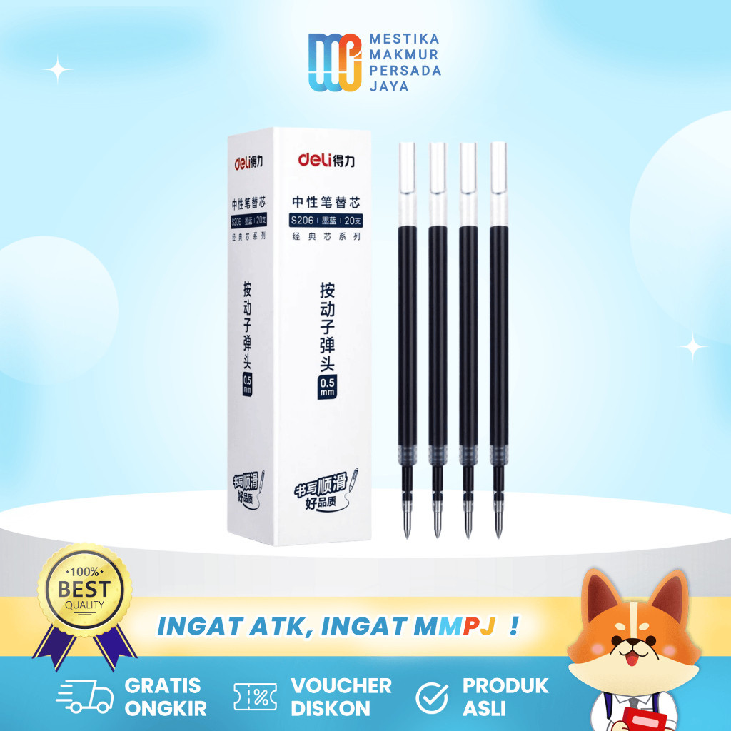 Jual Deli Gel Pen Refill | Refill Tinta Hitam Pulpen Gel Bullet Tip 0 ...