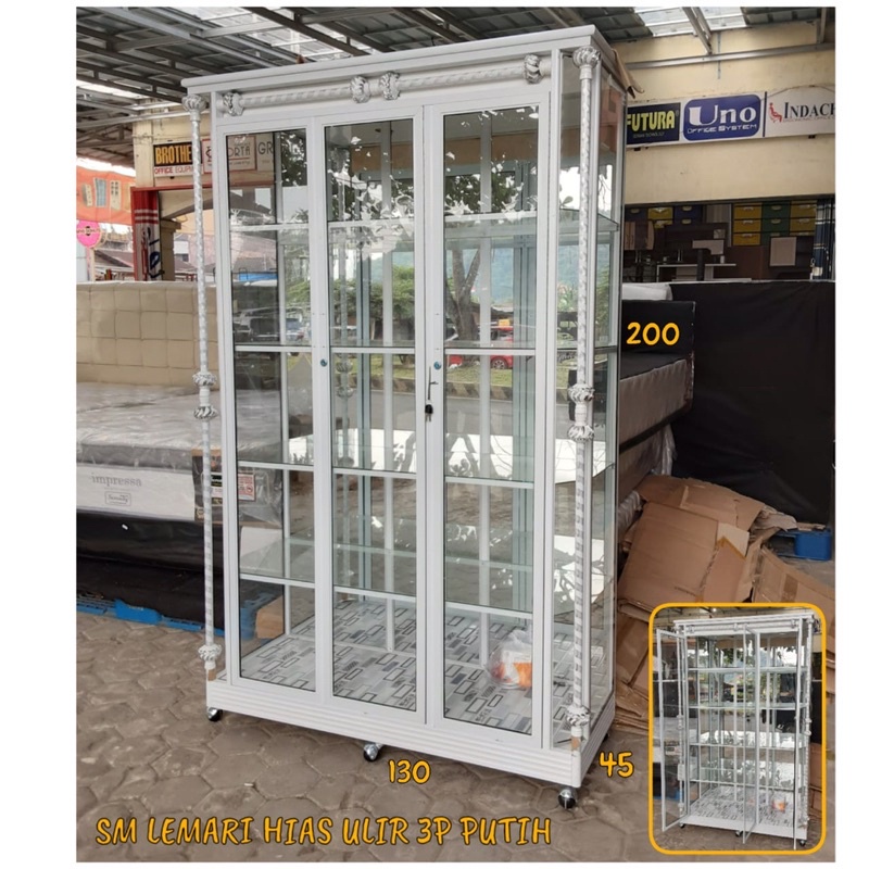 Jual Lemari Hias 3 Pintu Kaca Aluminium | Shopee Indonesia