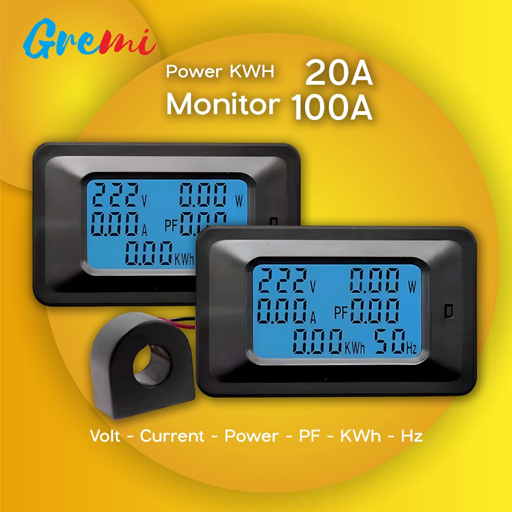 Jual Volt Meter Ampere Watt Monitor Daya Digital 20A 100A AC 110 220V ...