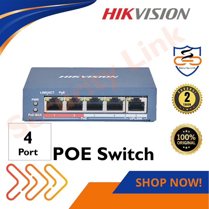 Jual POE SWITCH 4 PORT Hikvision DS-3E0105P-E/M | Shopee Indonesia