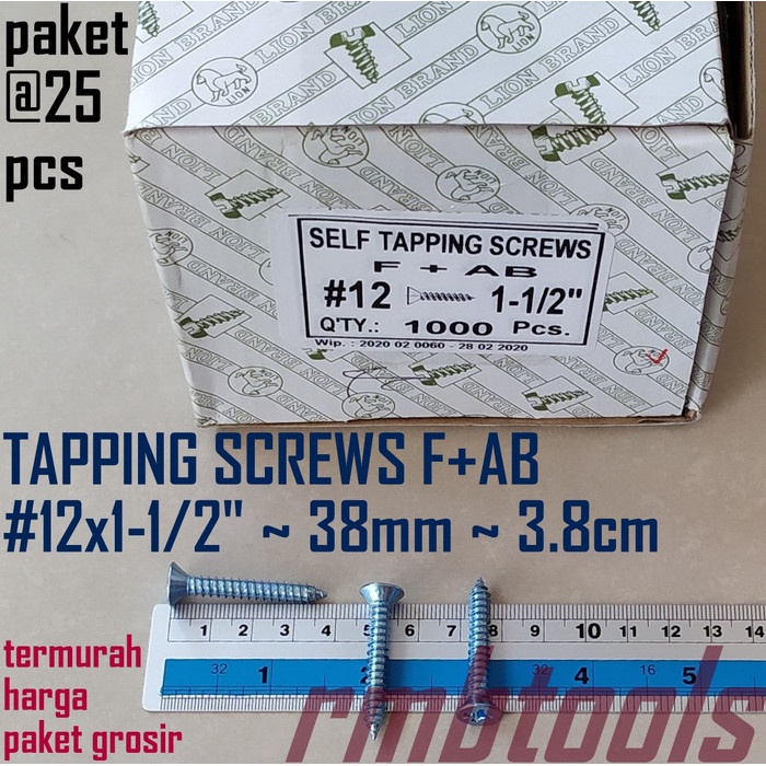 Jual 12x1-1/2 Sekrup Tapping FH Verseng Panjang 3.8cm #8 / Skrup ...