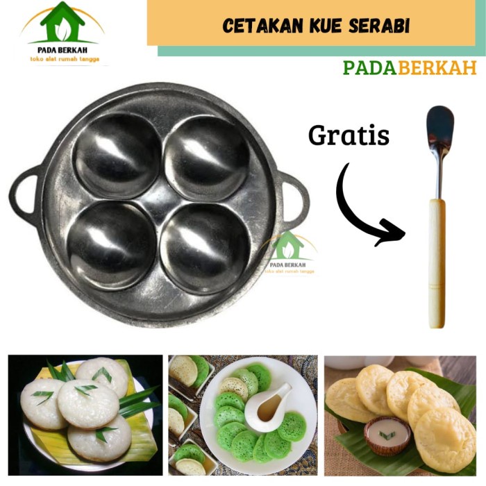 Jual Cetakan Kue Serabi Kamir Lumpur Apem Dorayaki 4 Lubang Alumunium ...