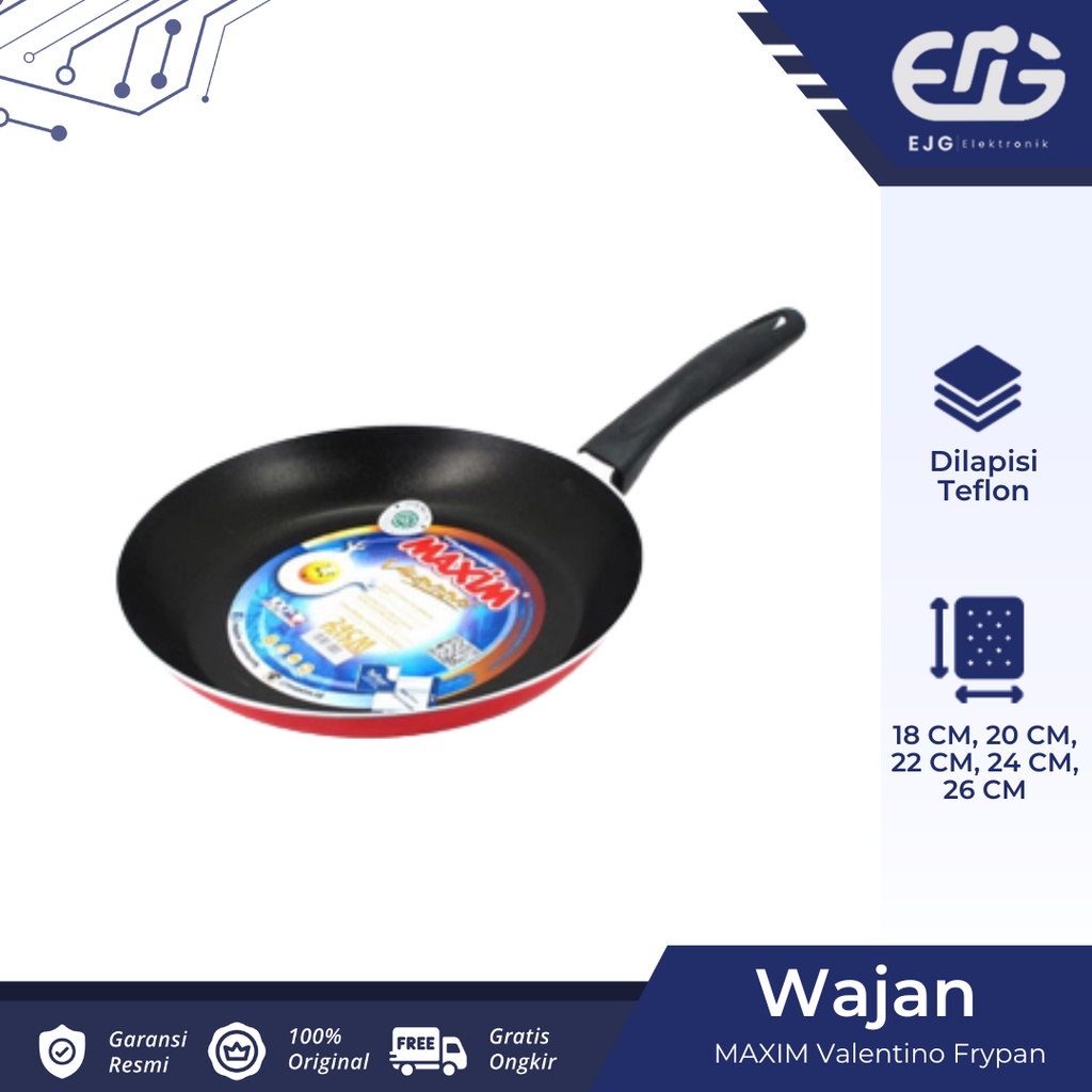 Jual maxim valentino teflon anti lengket ukuran18 cm,20 cm,22 cm,24 cm,26 cm | Shopee Indonesia
