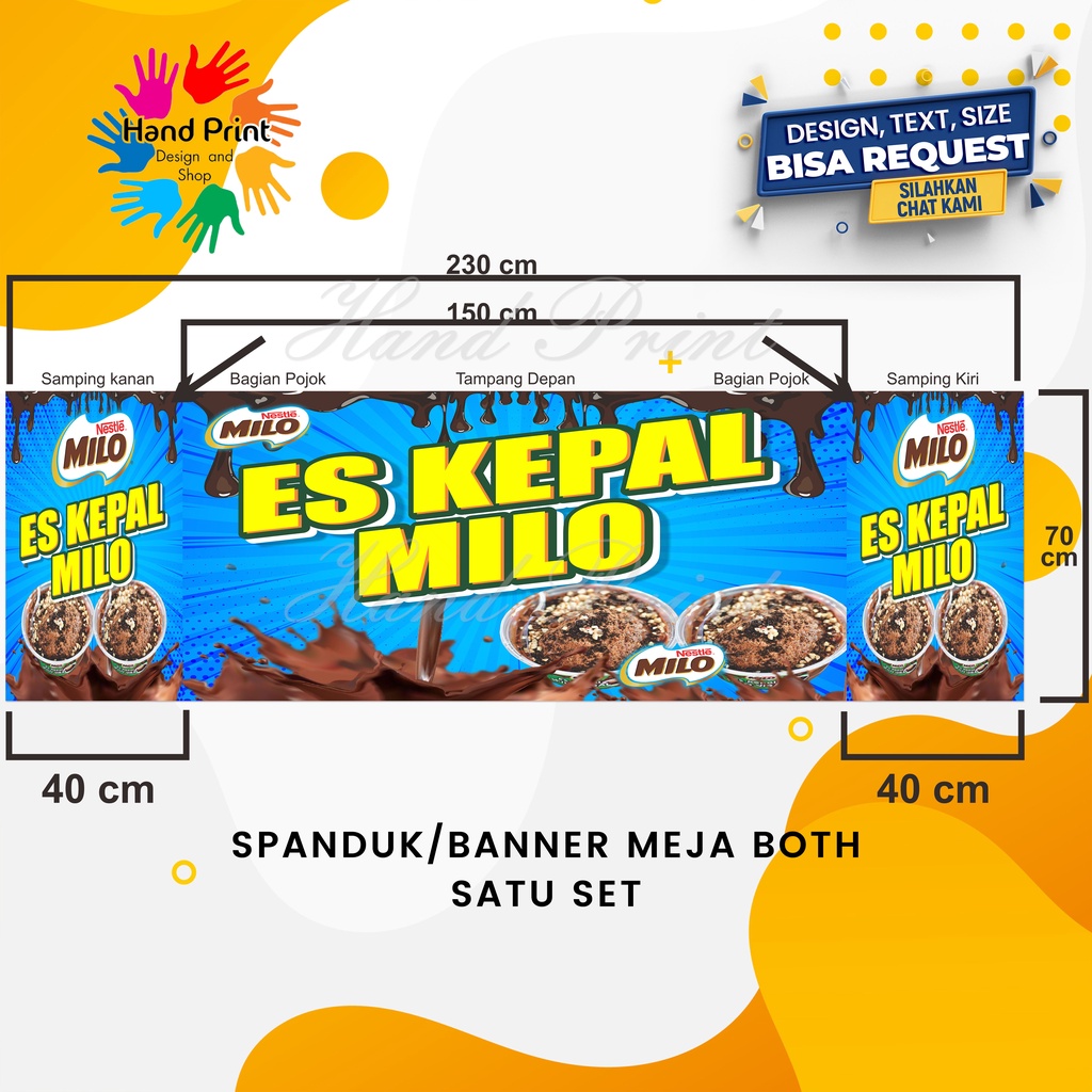 Jual Spanduk Banner MMT Banner Es Kepal Milo Biru Coklat Untuk Dimeja ...