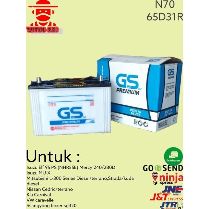 Jual Accu/ aki mobil basah GS n70 12v 70ah 65d31r | Shopee Indonesia