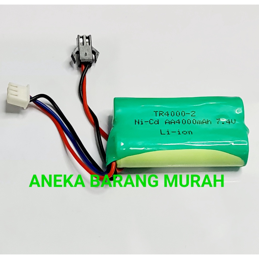 Jual Baterai Li-ion 7.4v 7,4v 2S AA 4000mah NI-CD soket SM Lubang 2 Pin ...