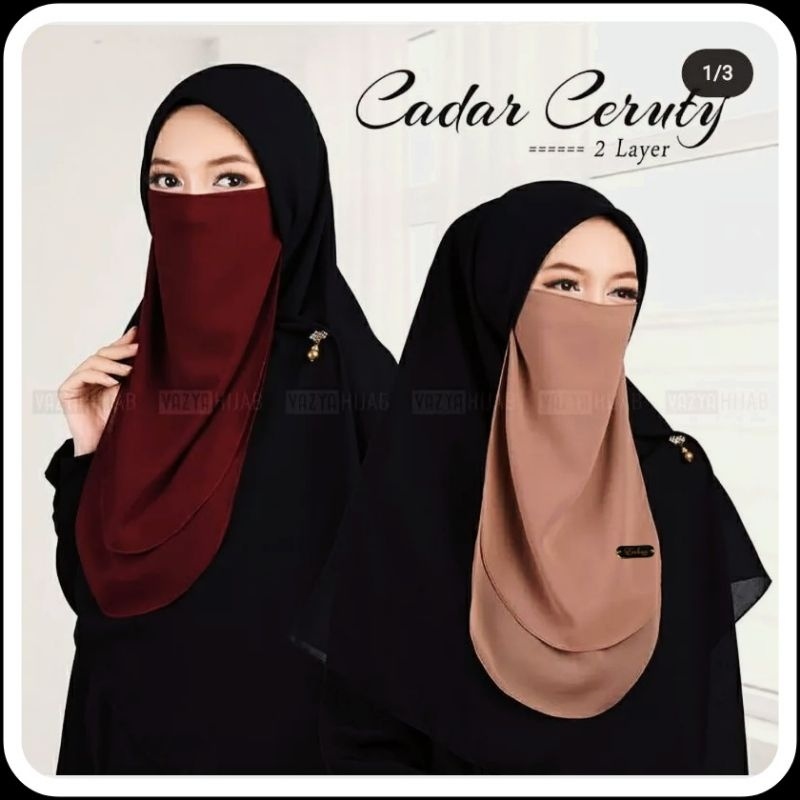 Jual NIQAB TALI CERUTY BABYDOLL CADAR DUA LAYER PREMIUM TANPA JAHITAN BAWAH MATA | Shopee Indonesia