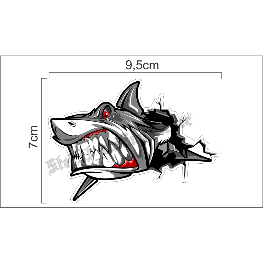 Jual Stiker printing gambar hiu shark, sticker hiu abu abu seram ...