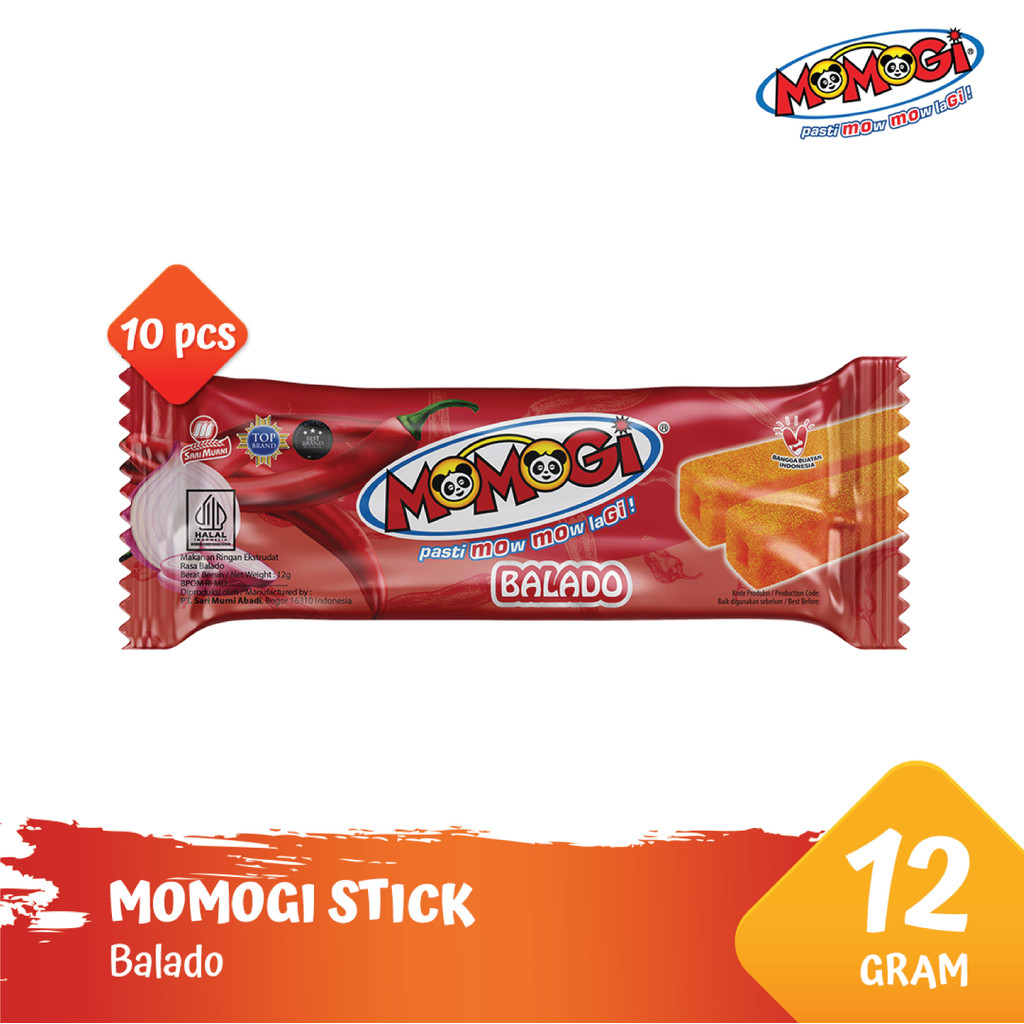 Jual Momogi Stick Snack Makanan Ringan 12gr - Balado [1 Box @ 10 Pcs ...