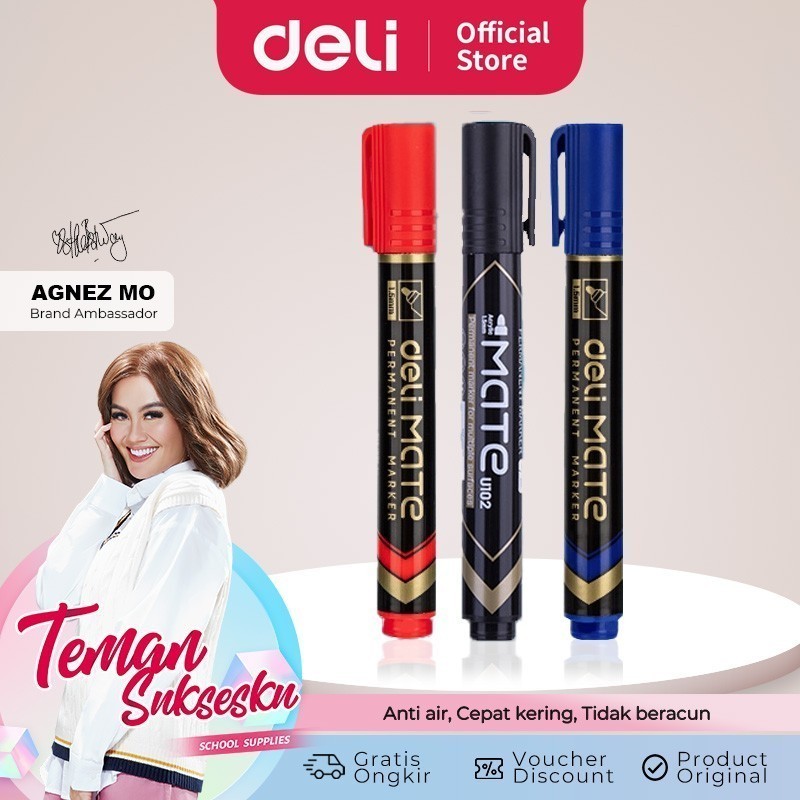 Jual DELI SPIDOL PERMANEN DUAL TIP MATE PERMANENT MARKER EU104 ...