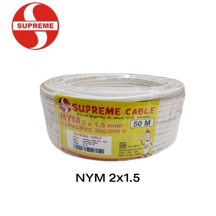 Jual KABEL KAWAT TUNGGAL NYM 2X1,5MM 2X1,5 MM 2X1.5 SUPREME ECERAN METERAN POTONGAN | Shopee ...
