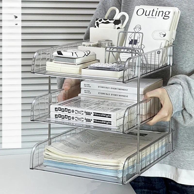 Jual Desktop File Storage Rack Transparent Acrylic Simple Portable ...