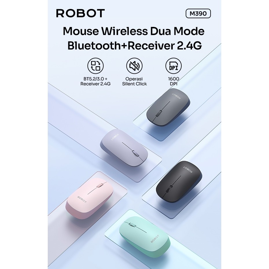 Jual Robot M390 Mouse Multi Device Bluetooth+2.4G Wireless Mouse Silent ...