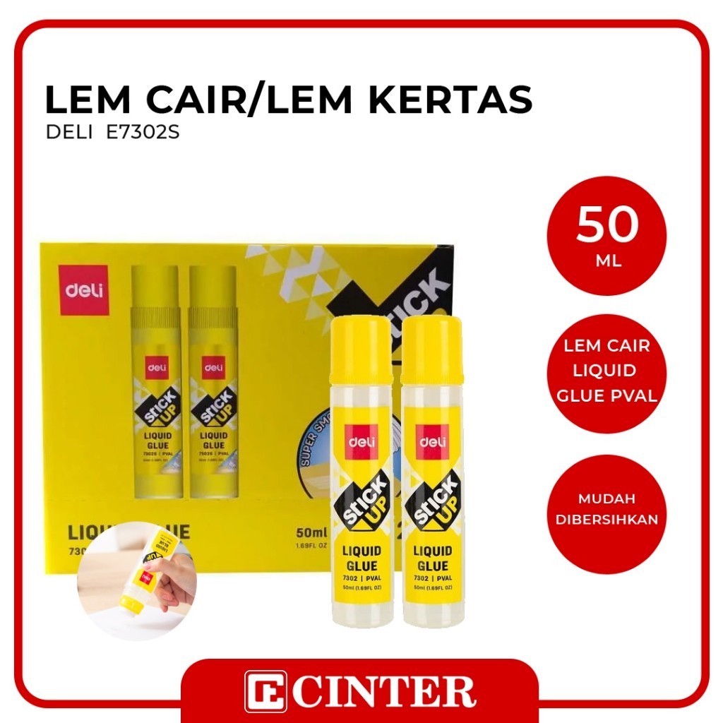 Jual DELI - LEM CAIR / LEM LIQUID STICK UP ISI 50 ML E7302S | Shopee ...