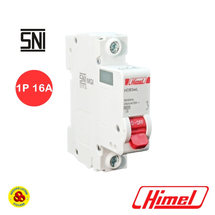 Jual Himel MCB 1P 16A MCB Breaker 1 Pole C 4.5kA 16Amp SNI HDB3WL1C16 Himel | Shopee Indonesia