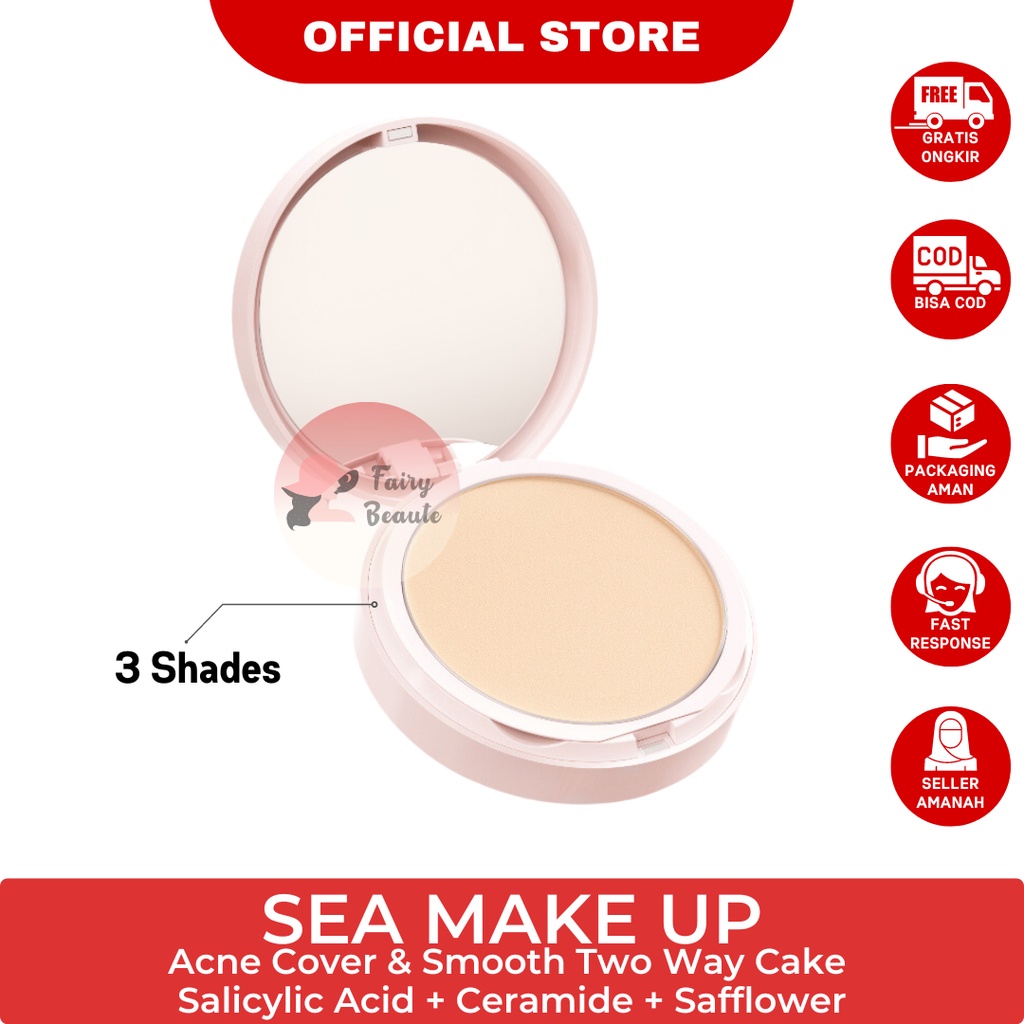 Jual Sea Makeup Acne Cover & Smooth Two Way Cake Pressed Powder and ...