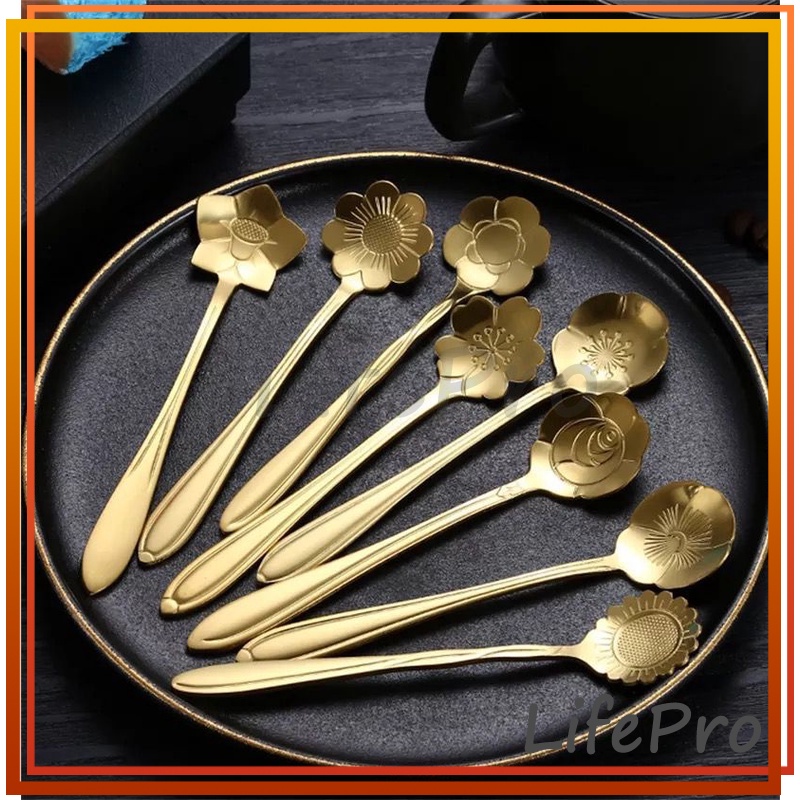 Jual Lifepro Teh Kopi Set Tea Spoon Mewah Berkelas / Sendok Bunga ...