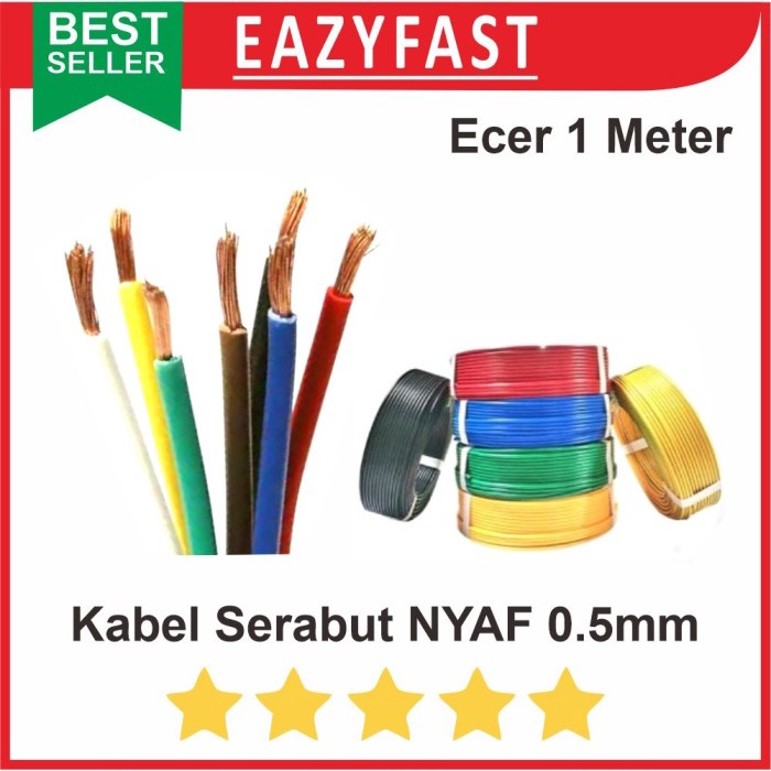 Jual Kabel Serabut NYAF 1x0.5 0.5 mm 0.5mm Warna Ecer Tunggal Single Serat | Shopee Indonesia