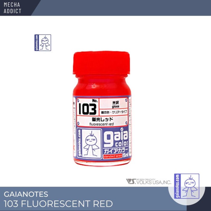 Jual GAIA NOTES Paint Color 103 Fluorescent Red- Cat Gundam | Shopee ...