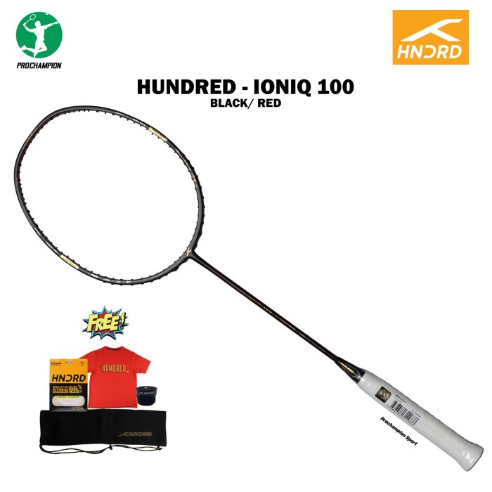 Jual Raket Badminton Hundred IONIQ 100 Black Red | Shopee Indonesia