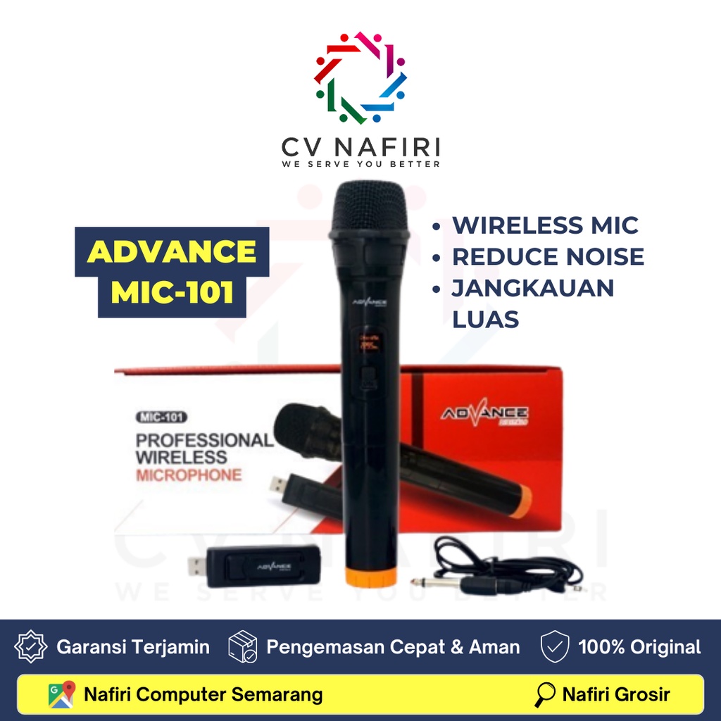 Jual ADVANCE MIC-101 MICROPHONE WIRELESS MIC 101 KARAOKE SINGLE TANPA KABEL ORIGINAL | Shopee ...