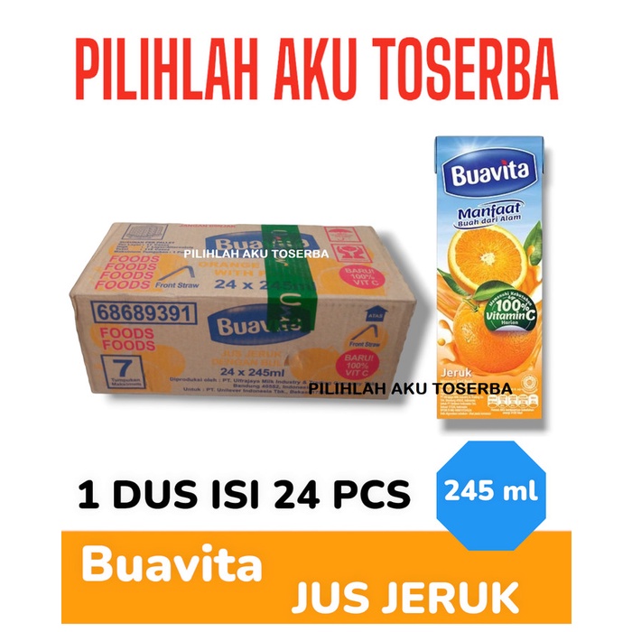Jual Buavita Orange Jus Jeruk 245 Ml Harga 1 Dus Isi 24 Shopee Indonesia
