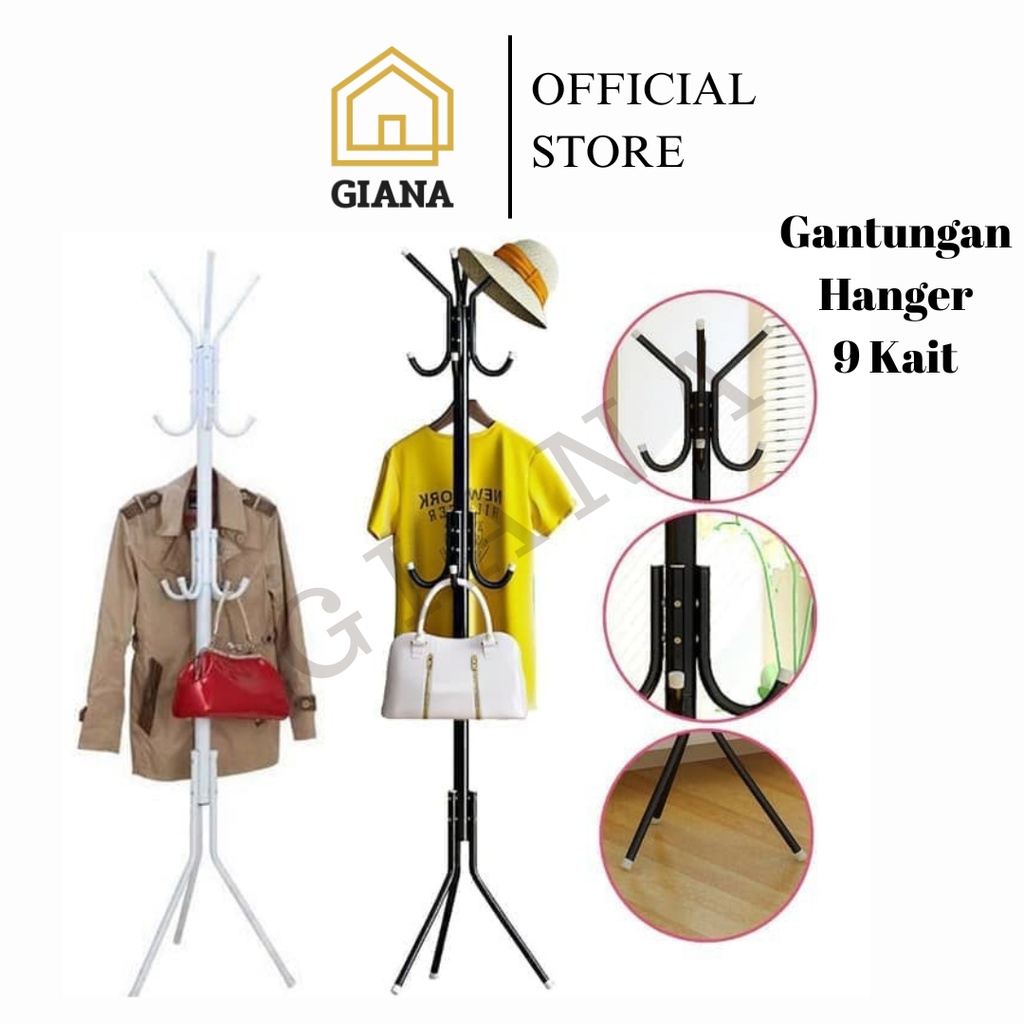 Jual GIA Stand Hanger 9 Kait Gantungan Topi Jaket Baju Gantungan 9 Kait ...