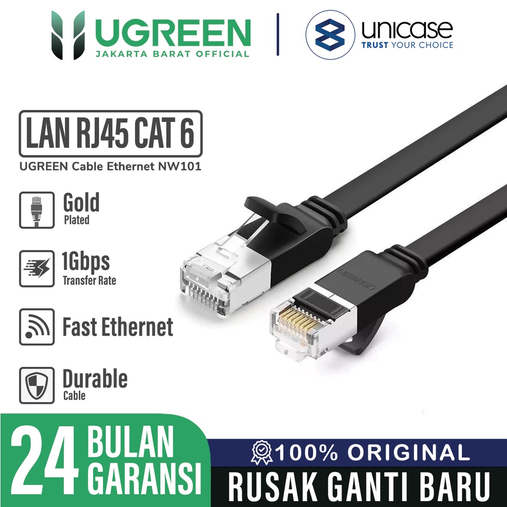 Jual Cable LAN RJ45 CAT 6 UGREEN Ethernet Round Pure Cooper UTP High ...