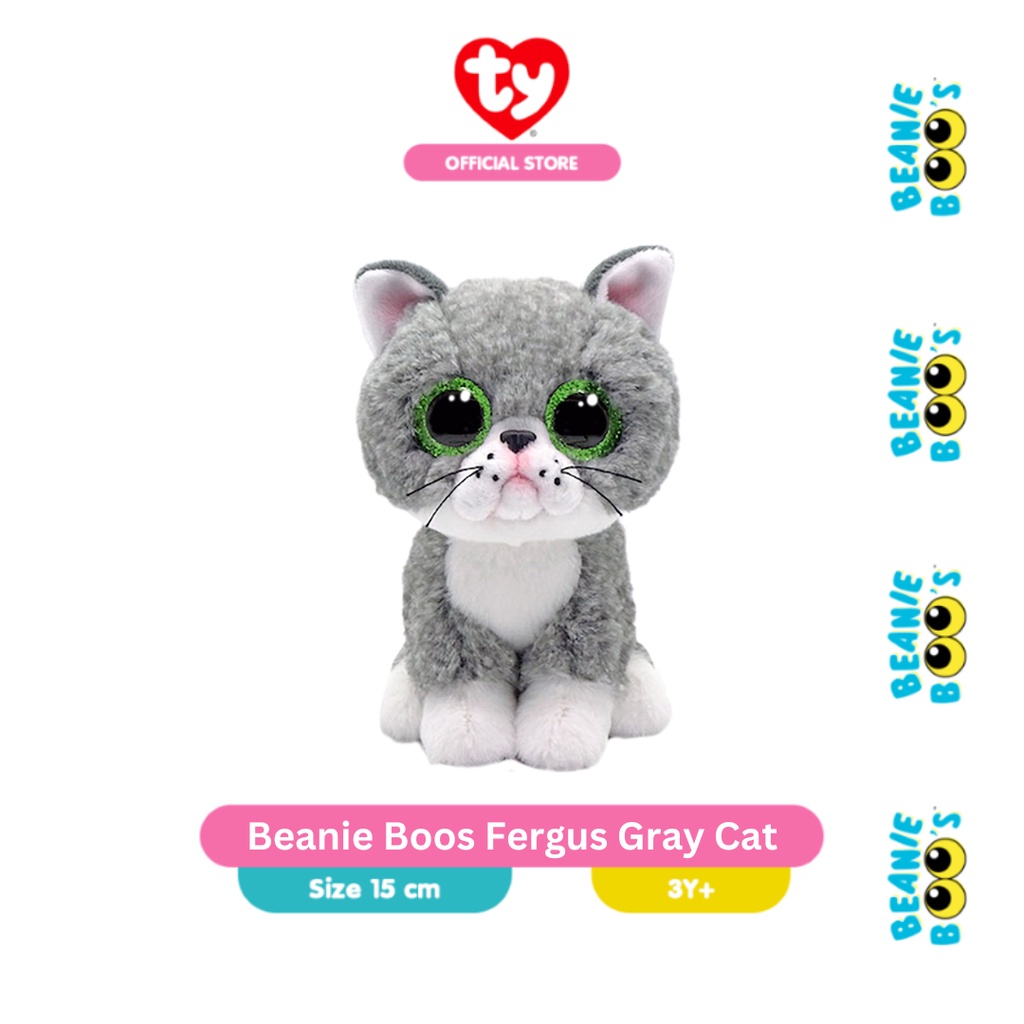 Jual TY Beanie Boos Fergus Gray Cat (Regular) - Boneka Kucing Abu Abu ...