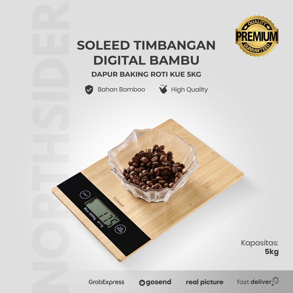 Jual SOLEED Timbangan Digital bambu Dapur baking roti kue 5Kg TS-EK24 ...
