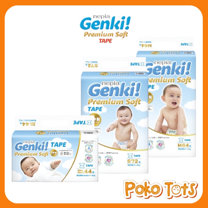 Jual Nepia Genki Premium Soft Diapers Tape Size NB / S / M JB | Shopee Indonesia