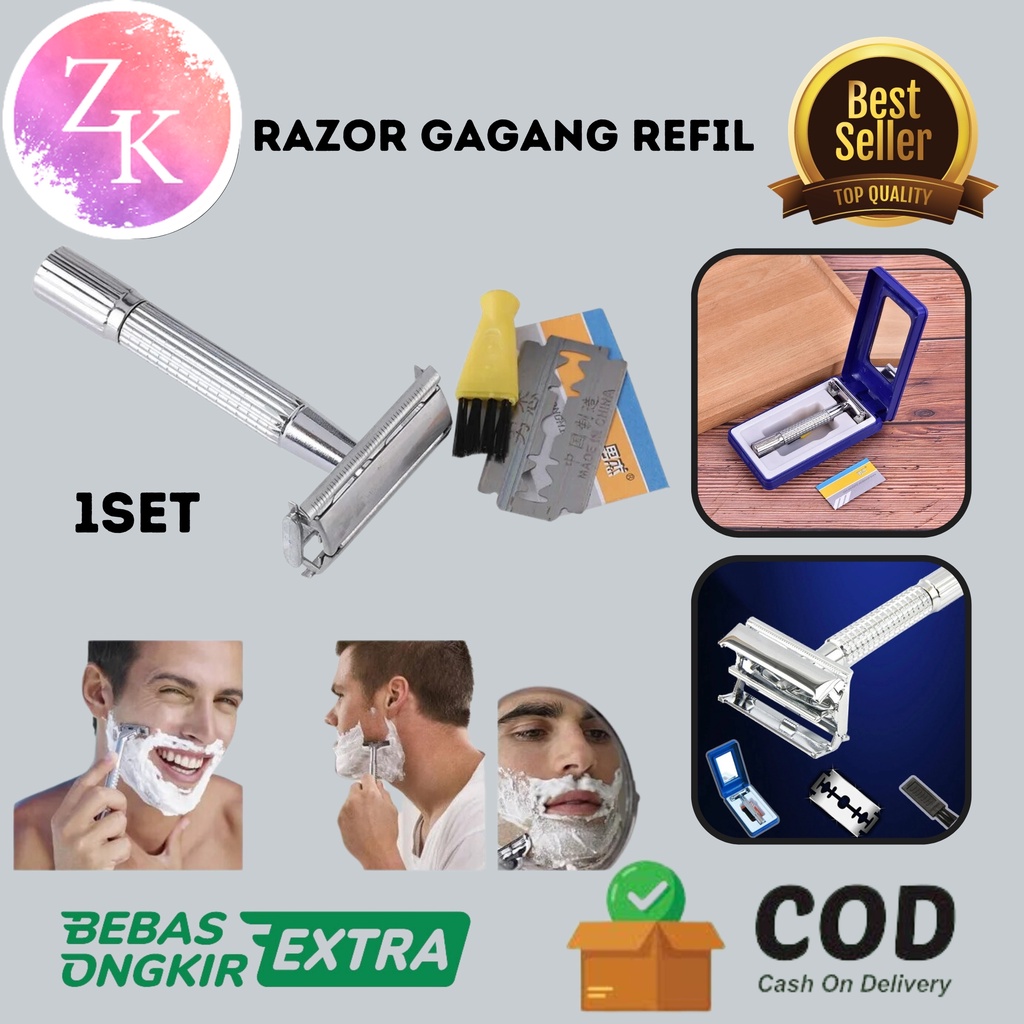 Jual Safety Razor Gagang Bahan Logam / Alat Cukur Kumis Bulu RambutAlat ...