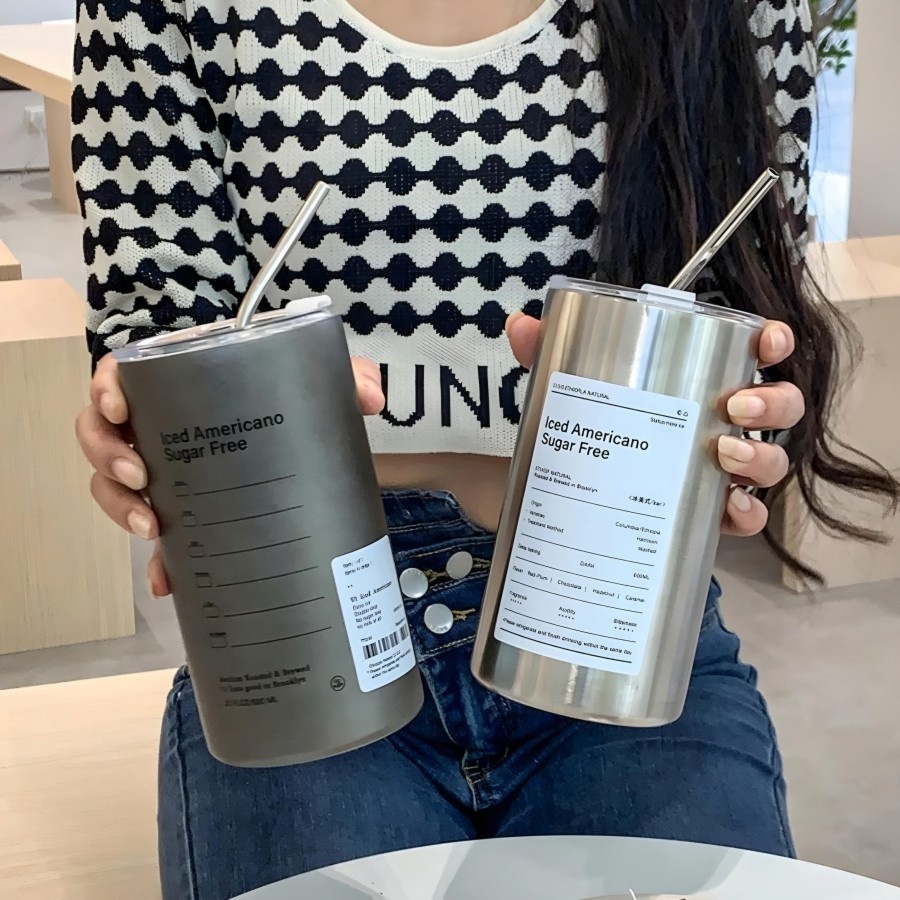 Jual AL TUMBLER STAINLESS VIRAL FREE SEDOTAN GELAS STAINLESS STEEL 600 ...