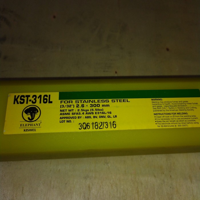 Jual KISWEL KST-316L Kawat Las Stainless 316 L 2.6 mm E316L-16 D2.6mm ...