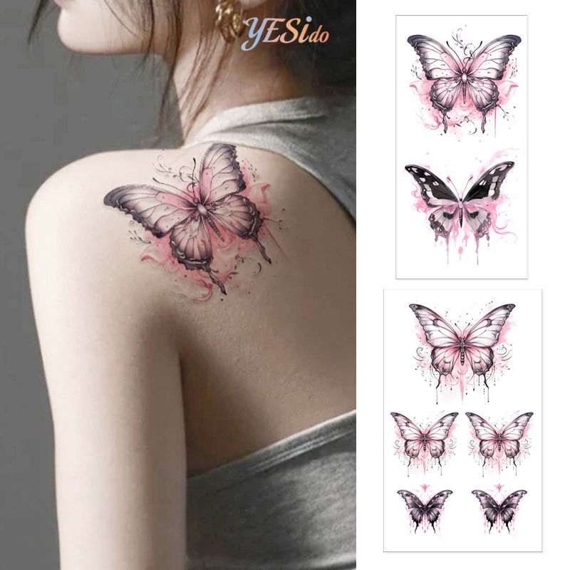 Jual Cod Stiker Tato Kupu Kupuwarna Warni Gadis Stikerstiker Tato Semi