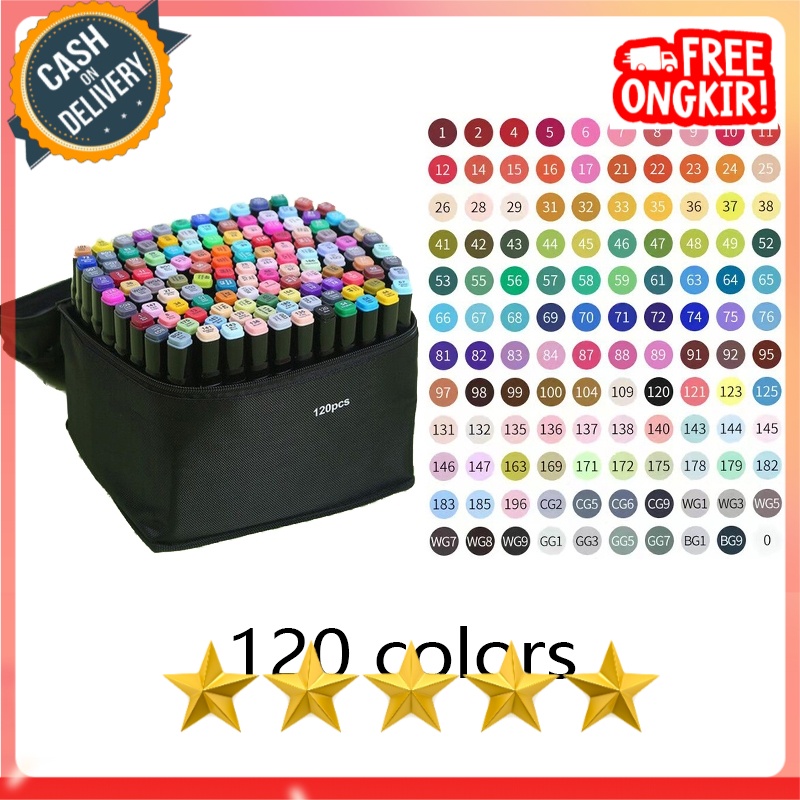 Jual Touch Spidol Dual Side Fine Art Brush Art Marker Set 120 Warna ...