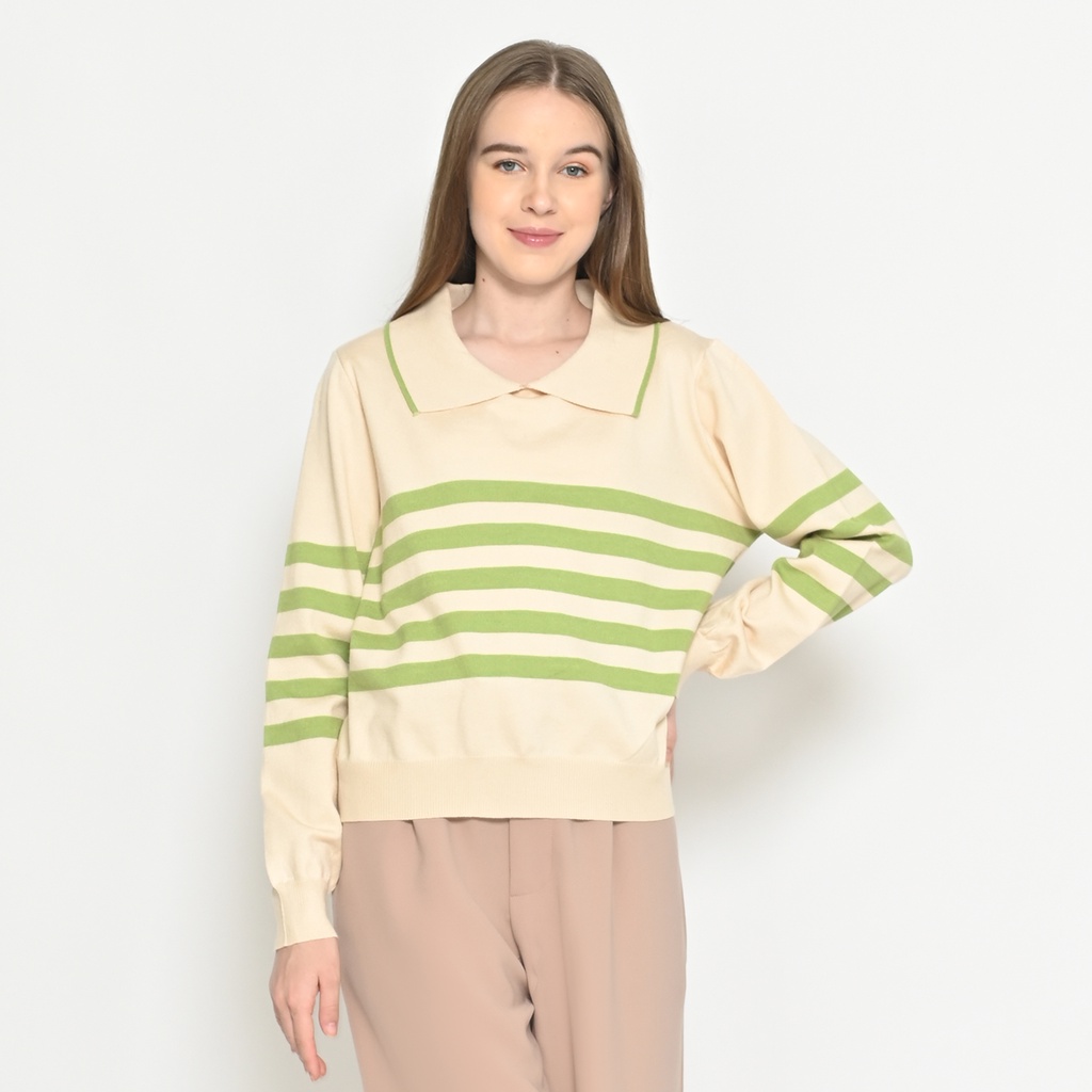 Jual QUEENTIN Sweater Collar Wanita 246 Stretch Cashmere Knit Motif ...
