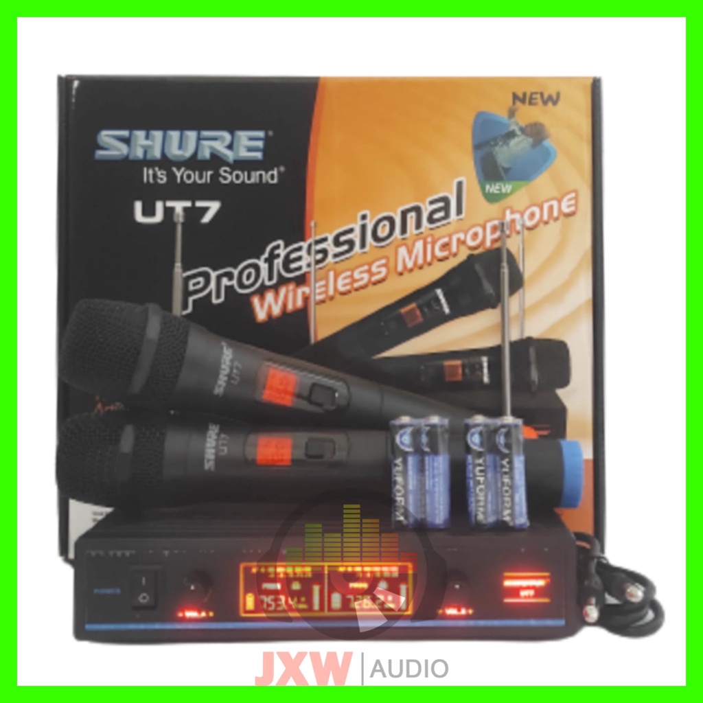 Jual MIC WIRELESS UT 7 / MICROPHONE DOUBLE WIRELESS UT-7 / MIC UT7 | Shopee Indonesia