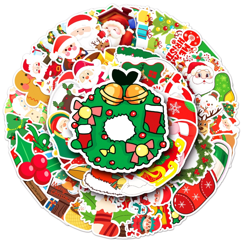 Jual 50PC STIKER NATAL AESTHETIC STIKER WATERPROFF NATAL MERRY ...