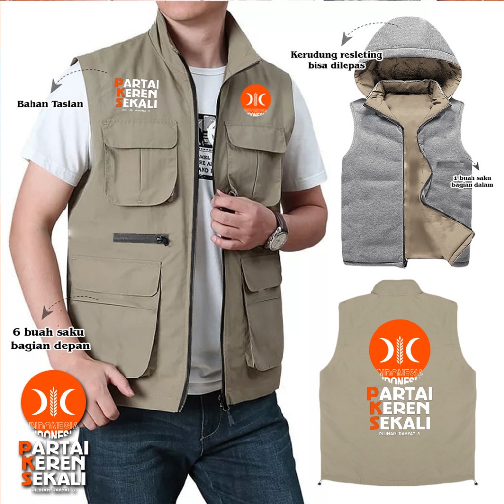 Jual ROMPI KANTONG PARTAI PKS / PARTAI KEREN SEKALI JAKET CUSTOM SABLON ...
