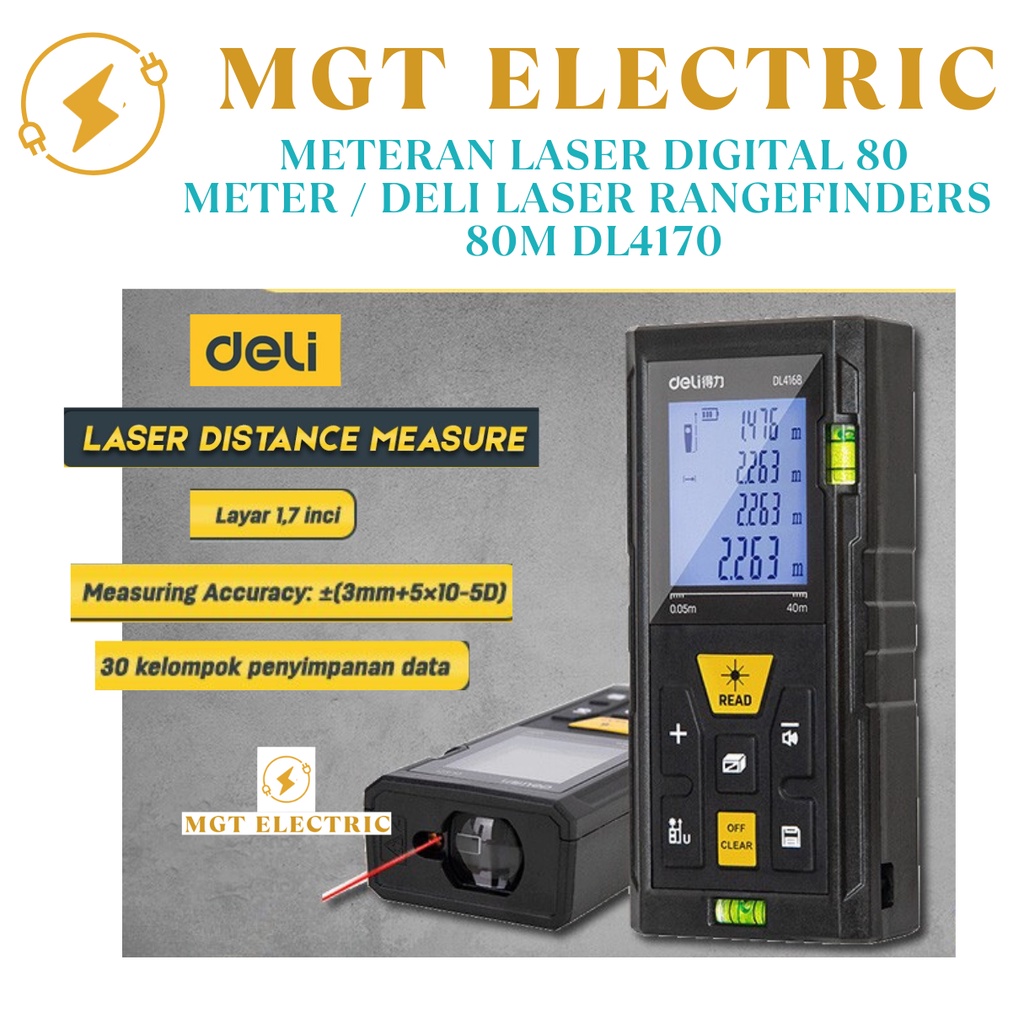 Jual Meteran Laser Digital 80 meter / Deli Laser Rangefinders 80m ...